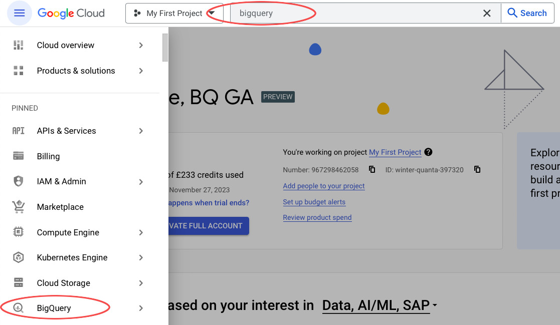 Enable the BigQuery export in your GA4 property - bq4ga.com